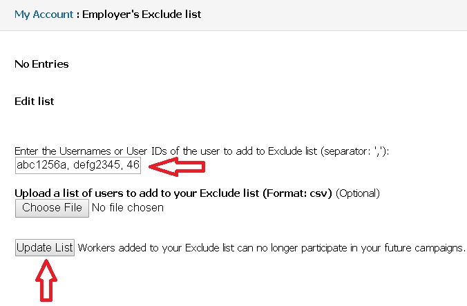 Exclude List Feature for Employers and Workers - MicroWorkers